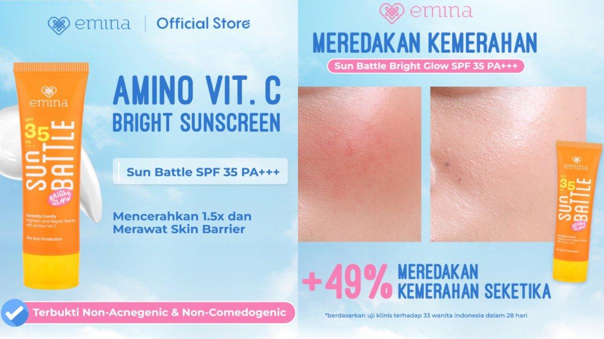 Review emina Sun Battle Bright Glow SPF 35 PA+++, Tabir Surya dengan ...