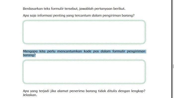 Kunci Jawaban Tema 5 Kelas 6 Halaman 129: Formulir Pengiriman Barang ...