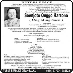 Rest in Peace - Soenjoto Onggo Hartono (Ong Ming Soen) - Tribunsolo.com