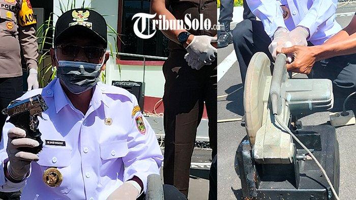Dua Senpi Rakitan di Boyolali Dimusnahkan, Dipotong dengan Mesin ...