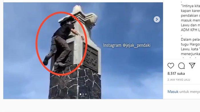 Pendaki Panjat Tugu Hargo Dumilah di Puncak Gunung Lawu, Bupati ...