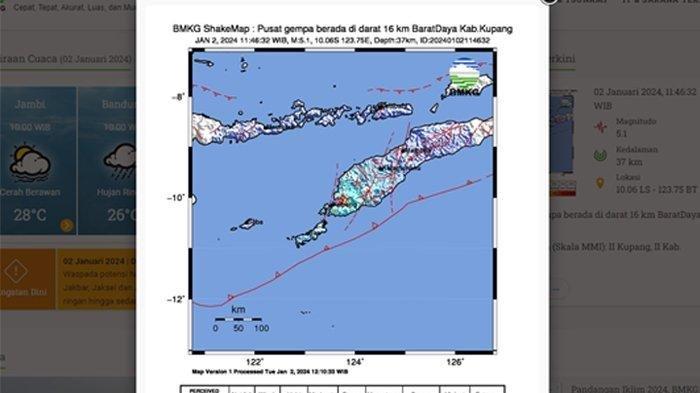 Gempa Bumi 5,1 Magnitudo Guncang Kupang NTT, Tidak Berpotensi Tsunami - Tribunsorong.com