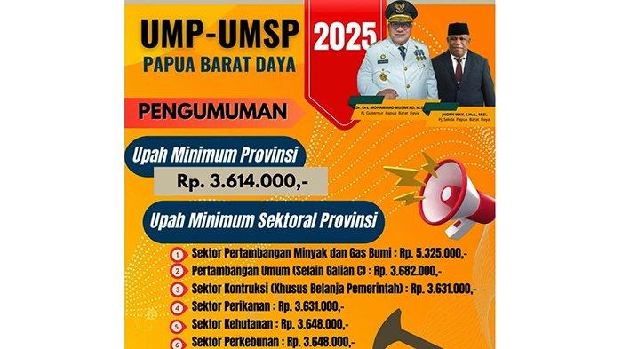 UMP Papua Barat Daya 2025 dan UMSP Disahkan, Berlaku 1 Januari 2025, Berikut Rinciannya ...