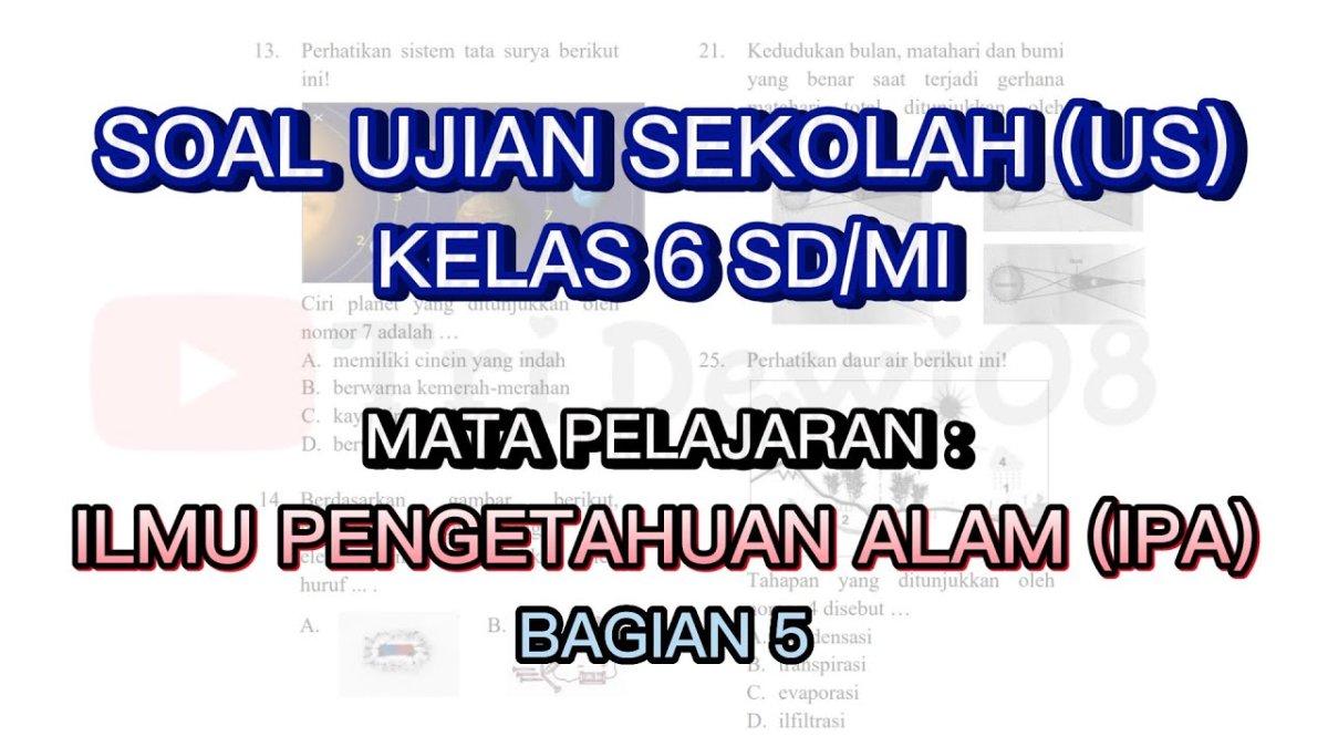 50 Soal Try Out Ujian Sekolah Kelas 6 SD/MI 2025, Pelajaran IPA Lengkap dengan Kunci Jawaban ...
