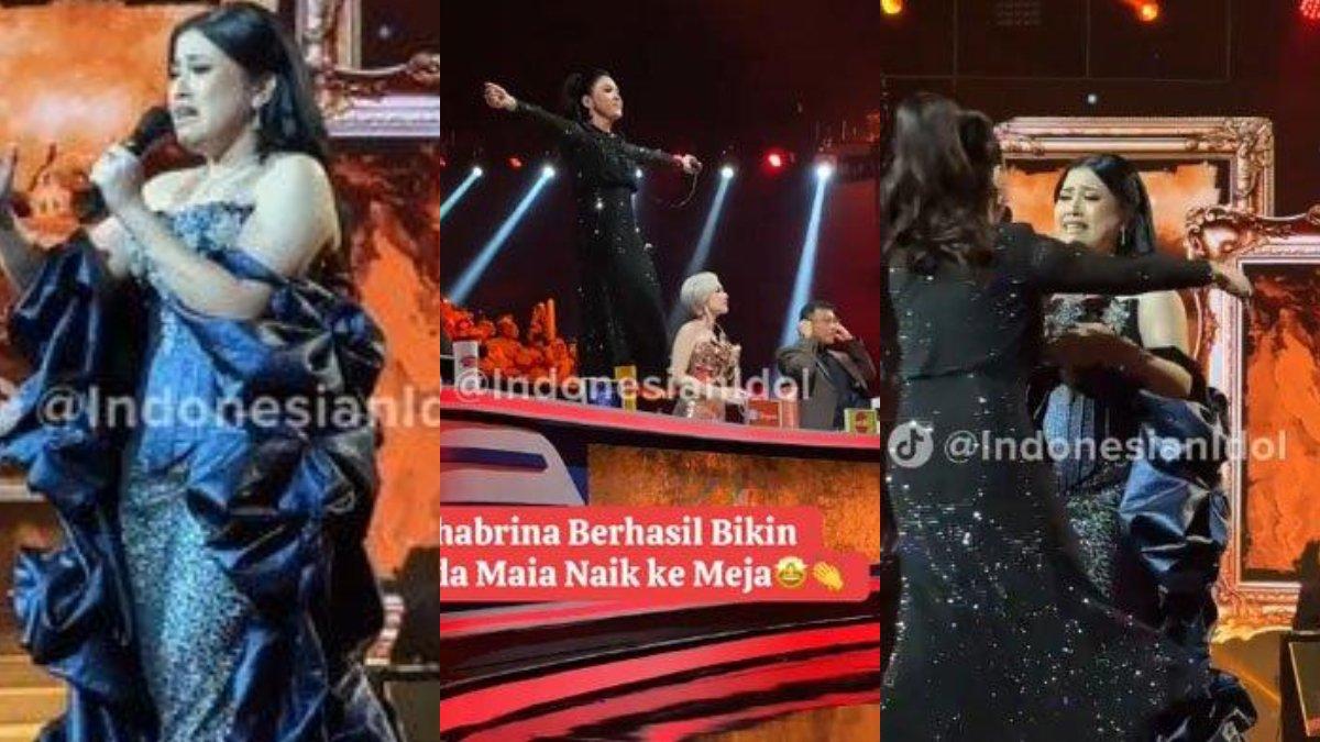 Potret Maia Estianty Naik ke Atas Meja, Terpukau dengan Penampilan Shabrina Leanor di Panggung ...