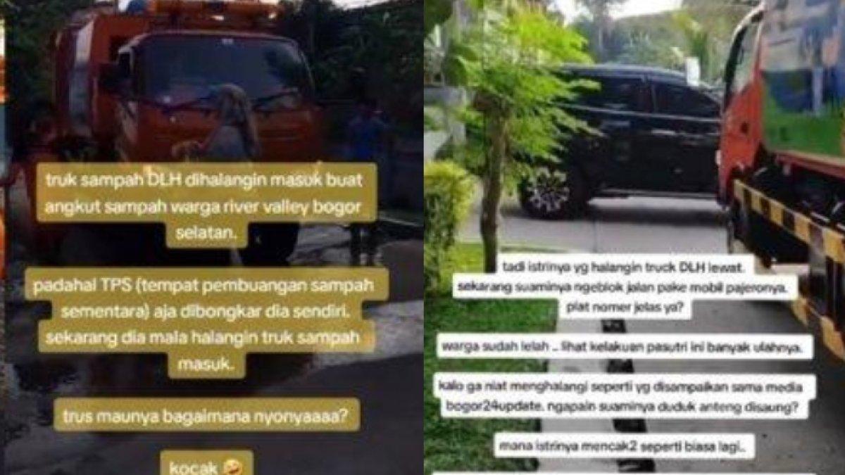 Pasutri Halangi Truk Angkut Sampah Warga Pakai Mobil Pajero Diduga