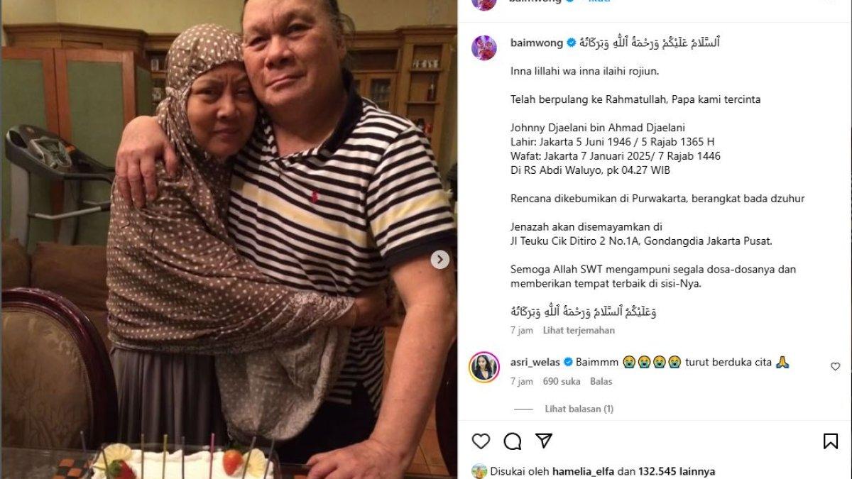 5 Fakta Meninggalnya Johnny Wong Ayah Baim Wong, Berpulang saat Proses ...
