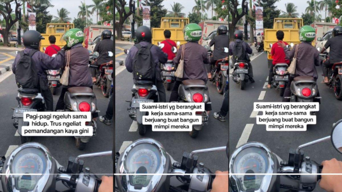VIRAL Momen Mesra Pasangan Suami Istri Pamit Cium Tangan di Lampu Merah ...