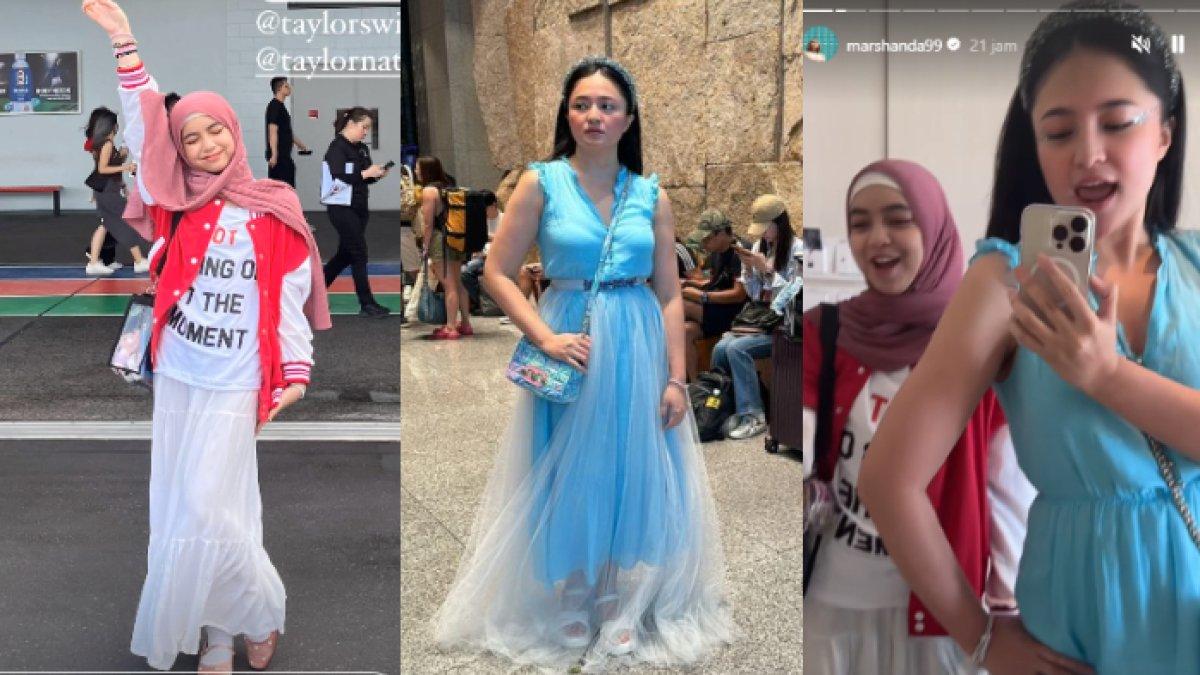 5 Momen Marshanda & Sienna Nonton Konser Taylor Swift di Singapura, Ibu ...