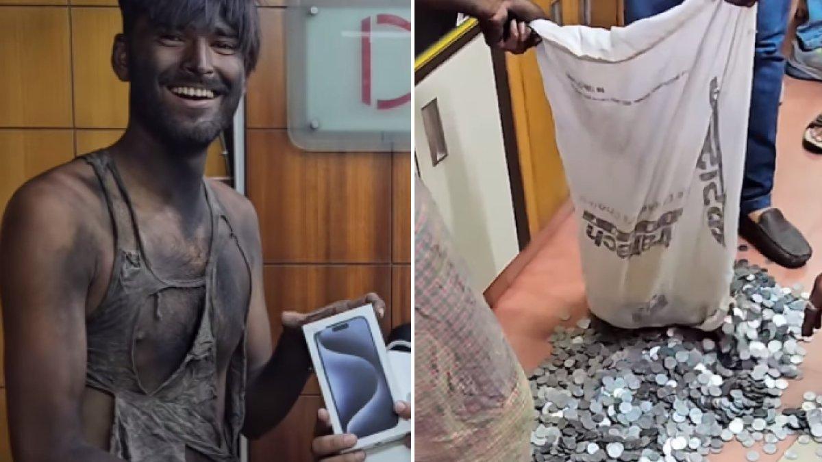 Heboh Pengemis Beli Iphone Pakai Sekarung Uang Koin Dihitung Beramai