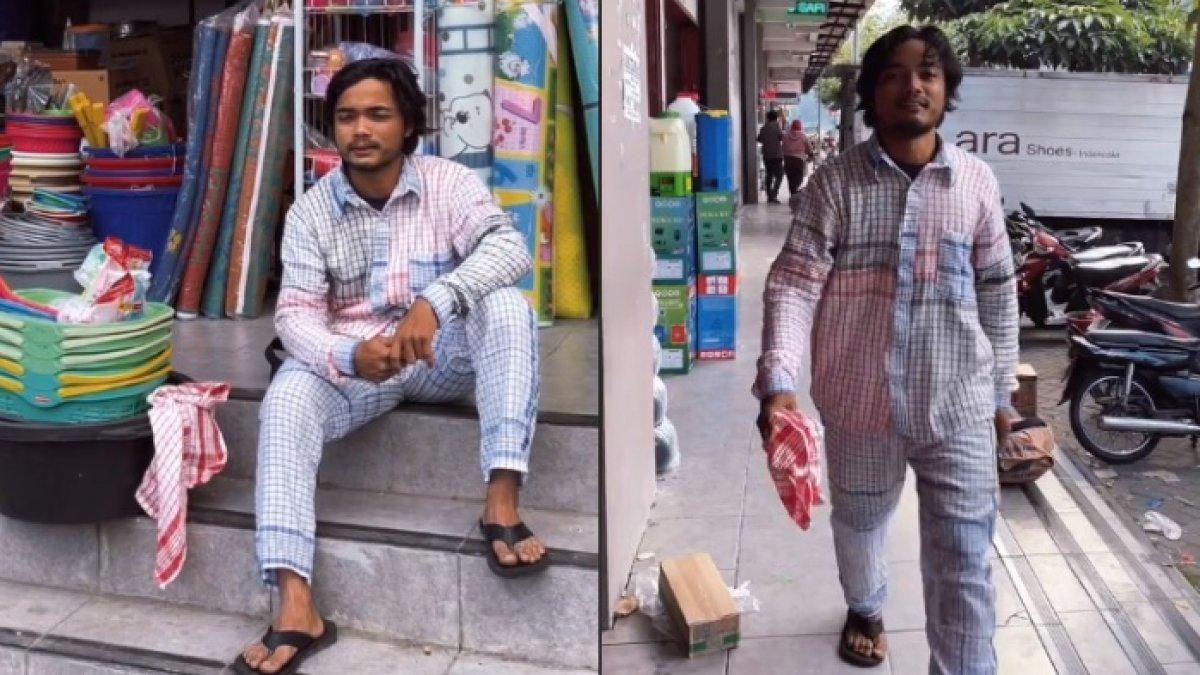 UNIK! Pria Magelang Kenakan Baju dari Kain Serbet Emaknya, Bergaya Bak ...