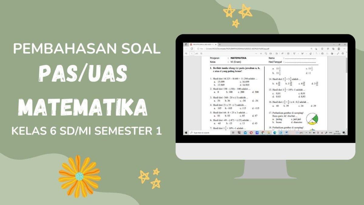 Prediksi Soal UAS Matematika Kelas 6 SD/MI Semester 1, 50 Kunci Jawaban Ujian Akhir Semester ...