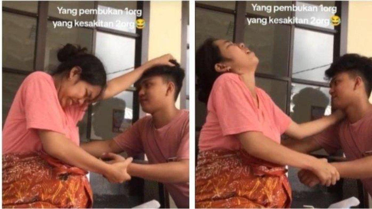 DETIK-DETIK Suami Pasrah Jadi Sasaran Jambakan Istri Jelang Melahirkan, Senyum: Kepala Hampir ...