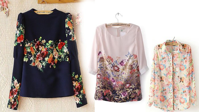 Fashion Wanita - 2 Pilihan Blouse Bermotif Floral, Model Terbaru Untuk ...