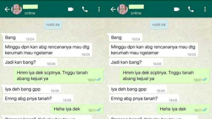 Ditagih Segera Melamar, Chat Obrolan Sepasang Kekasih Ini Adek-Abang ...