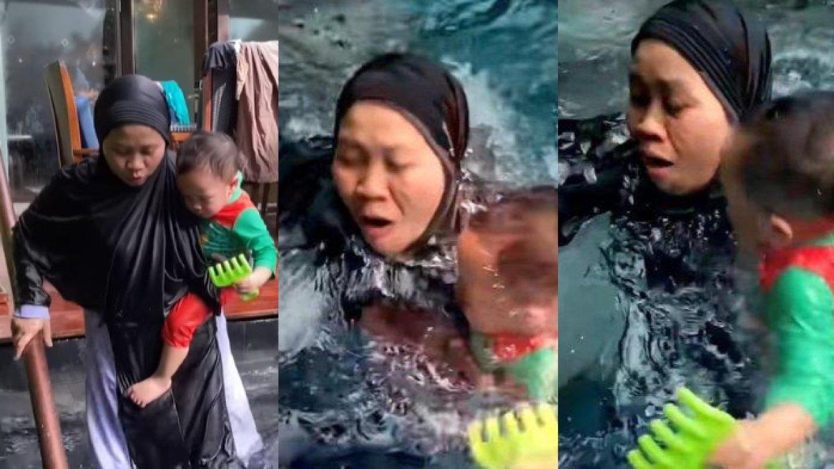 Rayyanza Nyaris Tenggelam! Sus Rini Kaget Air Kolam Renang Dalam, Pede Loncat-loncat Gendong ...