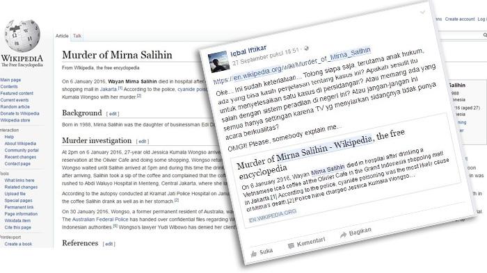 Kasus Pembunuhan Wayan Mirna Salihin Masuk Wikipedia, Netizen Dibuat ...