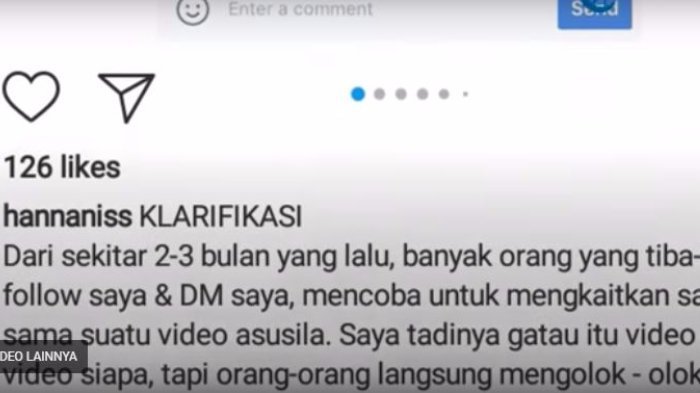 Video Panasnya Viral di Internet, Akun Instagram Hanna Anissa Ini Buat Klarifikasi Mengejutkan ...