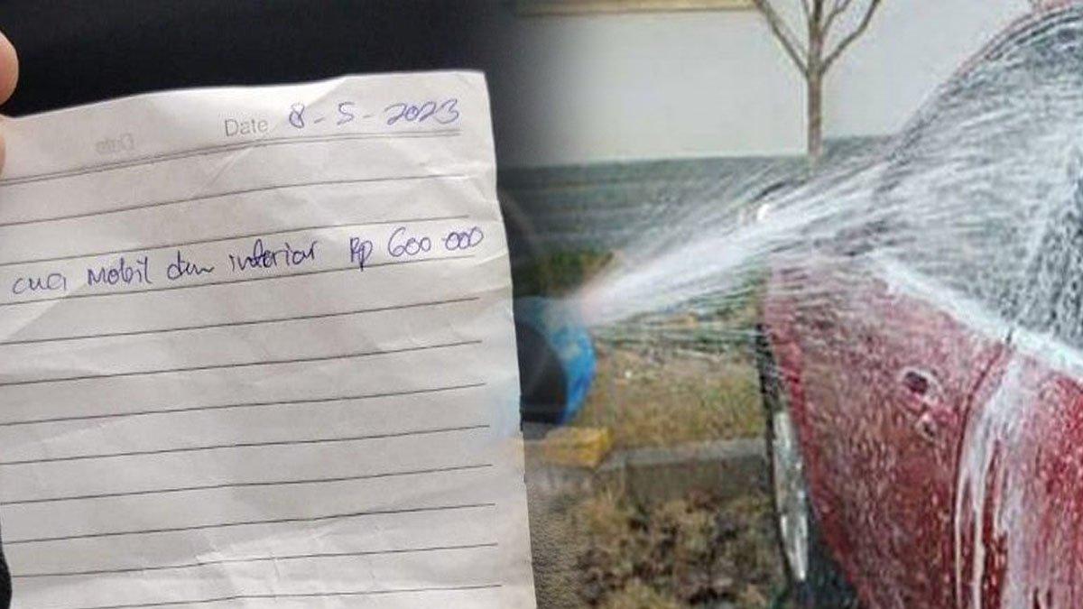 Viral Cuci Mobil Bayar Rp 600 Ribu Struknya Ditulis Tangan Pemilik Kendaraan Nyucinya Manual