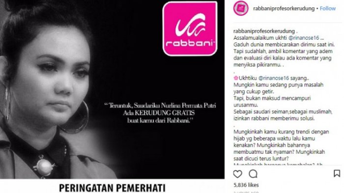Gunakan Nama Rina Nose, Rabbani Berikan Diskon untuk Pembeli Bernama ...