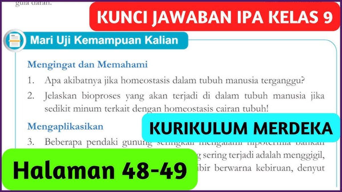 Kunci Jawaban IPA Kelas 9 Halaman 48 49 Kurikulum Merdeka, Bab 2: Mari Uji Kemampuan Homeostasis ...
