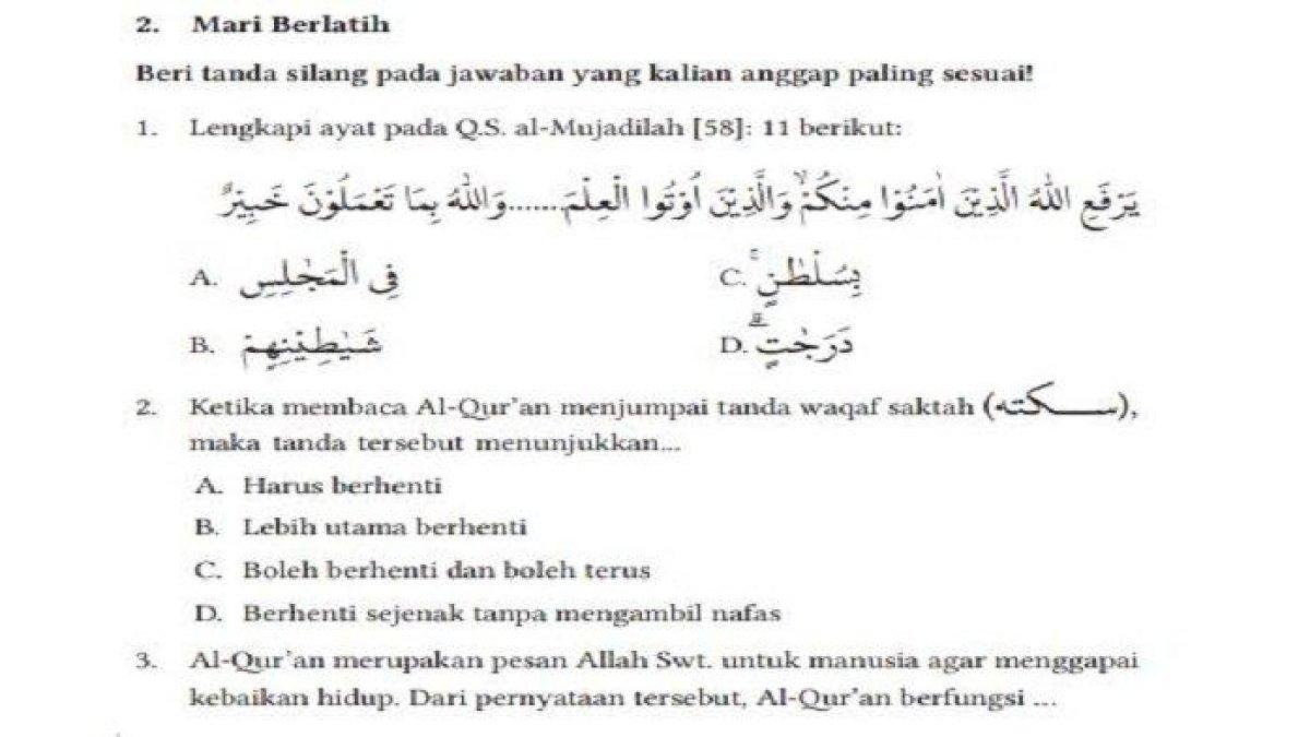 Kunci Jawaban Soal PAI Agama Islam Kelas 9 SMP Kurikulum Merdeka, Latihan PTS PAS UAS Pilihan ...