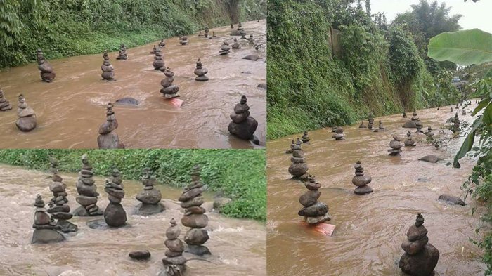 Muncul Sekitar 90 Tumpukan Batu di Sungai, Warga Cidahu Sukabumi Jadi ...