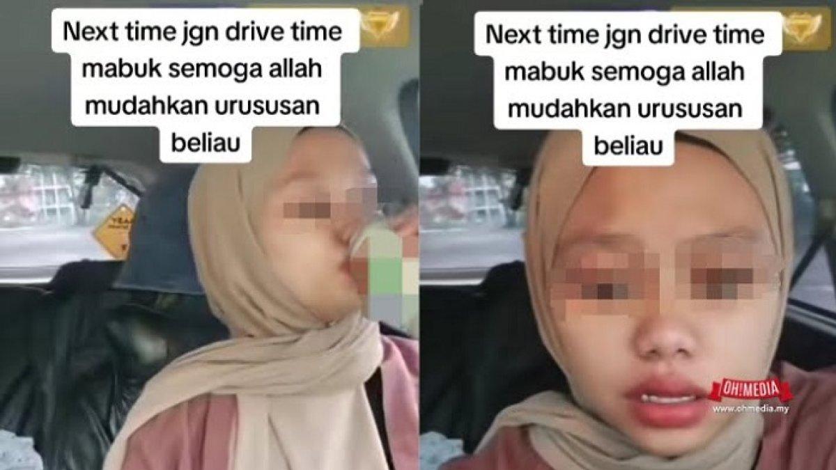 ASTAGHFIRULLAH Viral Cewek Berkerudung Live TikTok Mabuk Minum Alkohol Sambil Mengendarai Mobil ...