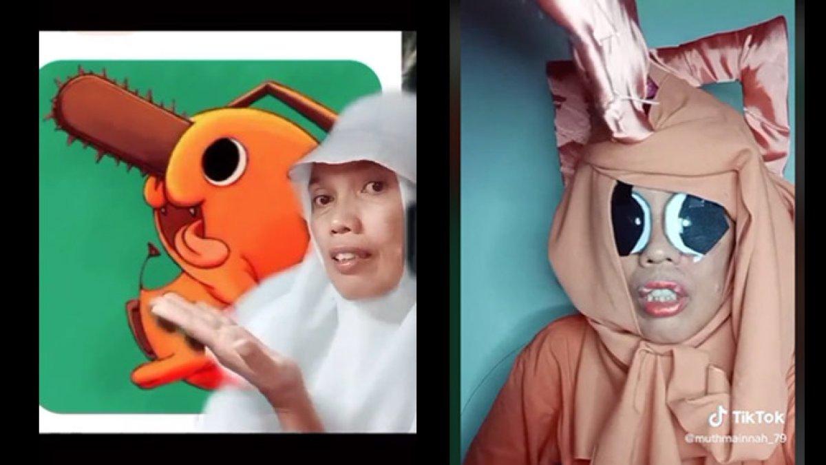 Aksi Kocak Ibu-Ibu Wibu Cosplay Jadi Karakter Anime Chainsaw Man ...