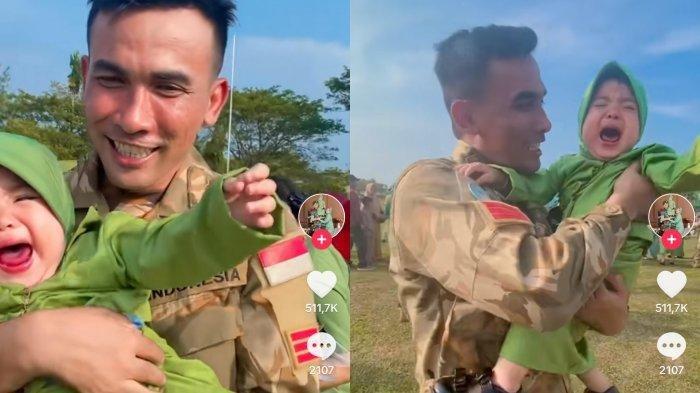 VIRAL Tiktok Anak TNI Menangis Histeris Digendong Sang Ayah saat Pulang ...