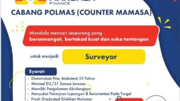 Loker Sulbar - PT Mandala Multifinance Butuh Tenaga Surveyor, Penempatan Counter Mamasa - Tribun ...