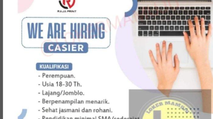 Loker Sulbar - Raja Print Mamuju Butuh Karyawan Posisi Cashier, Berikut Kualifikasinya! - Tribun ...