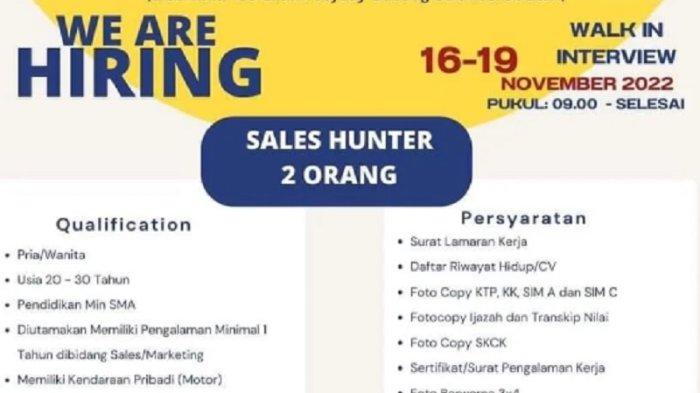 Loker Sulbar-PT Pelangi Terbang Indonesia Butuh 2 Sales Hunter Penempatan Polman, Berikut ...