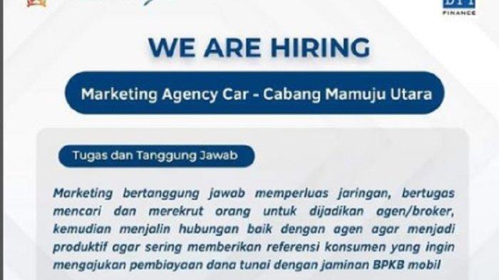 Loker Sulbar - Lowongan Kerja BFI Finance Posisi Marketing Agency Car Wilayah Kerja Pasangkayu ...