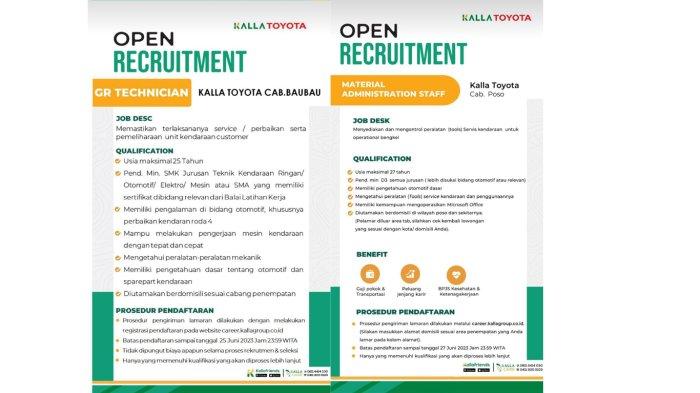 Lowongan Kerja - Kalla Toyota Buka Loker untuk Dua Posisi Ini, Cek Penempatan dan Syaratnya ...