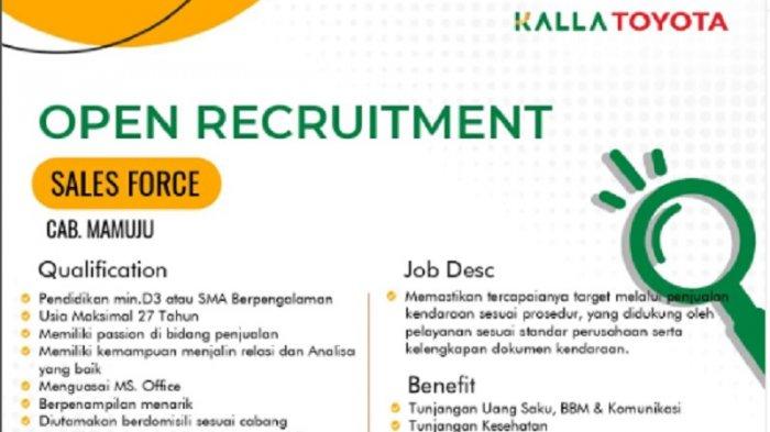 Lowongan Kerja Sales Force Kalla Toyota Mamuju, Berikut Kualifikasi dan Syarat Pendaftaran ...