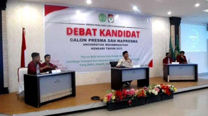 Debat Panas Dua Pasangan Calon Ketua dan Wakil Ketua BEM Universitas Muhammadiyah Kendari ...