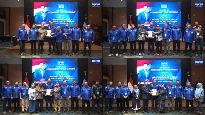 Demokrat Serahkan B1-KWK ke 4 Pasangan Bacakada di Sulawesi Tenggara: Butur, Bombana, Konawe ...