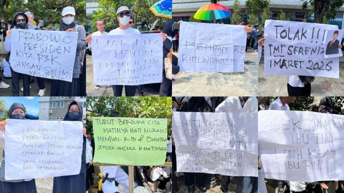 Deretan Poster Demonstrasi Aliansi CPNS dan PPPK Sultra Protes ...