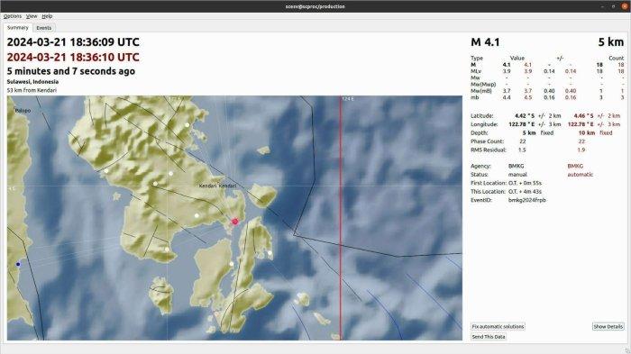 Gempa Bumi 4,1 SR Guncang Wilayah Towea Kabupaten Muna Sulawesi ...
