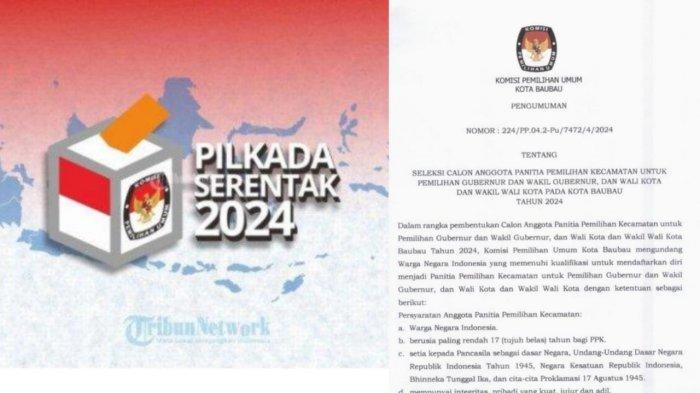Jelang Pilwali 2024 KPU Baubau Sulawesi Tenggara Buka Pendaftaran PPK Hingga 24 April, Ini ...