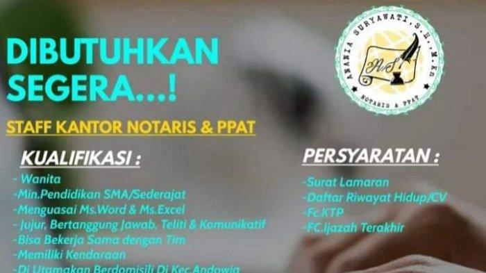 Lowongan Kerja Konawe Utara Notaris dan PPAT Anania Suryawati SH MKn ...