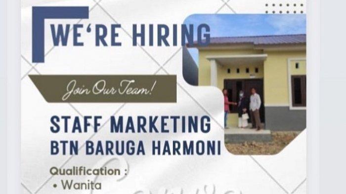 Lowongan Kerja Kendari, BTN Baruga Harmoni Buka Rekrutmen Staff Marketing, Kualifikasi ...