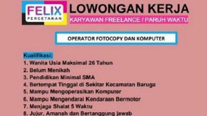 Lowongan Kerja Kendari, Felix Percetakan Buka Loker Operator Fotocopy ...