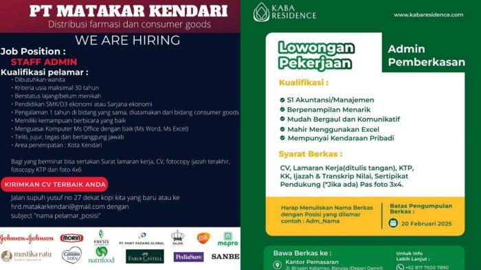 Lowongan Kerja PT Matakar Kendari Butuh dan Kaba Residence Buka ...