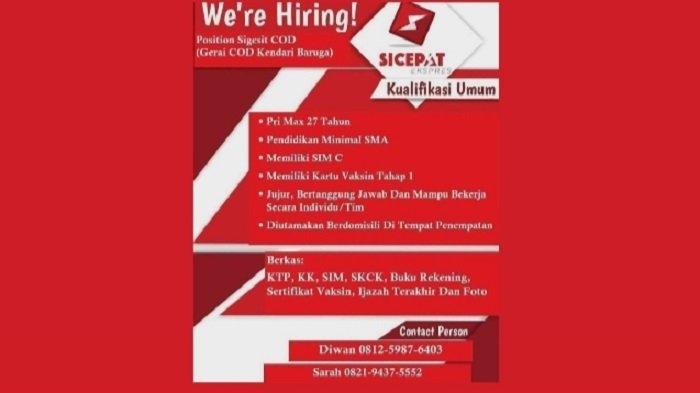 Lowongan Kerja SiCepat Ekspres Kendari Buka Loker Sigesit COD ...