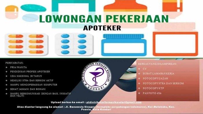 Lowongan Kerja PT Distributor Farmasi Kendari, Buka Rekrutmen Posisi ...