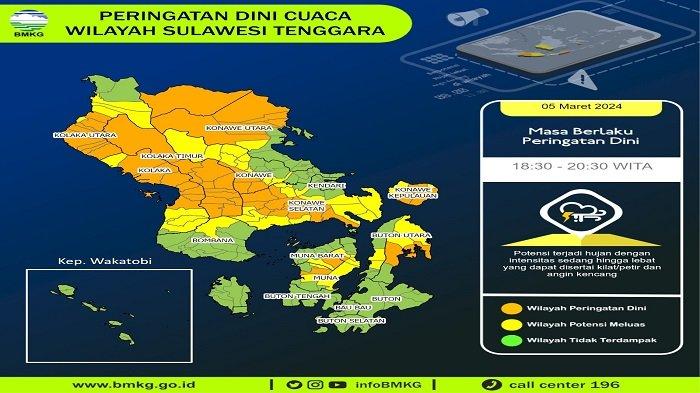 Prakiraan Cuaca di Sulawesi Tenggara, Hujan Disertai Petir dan Angin ...