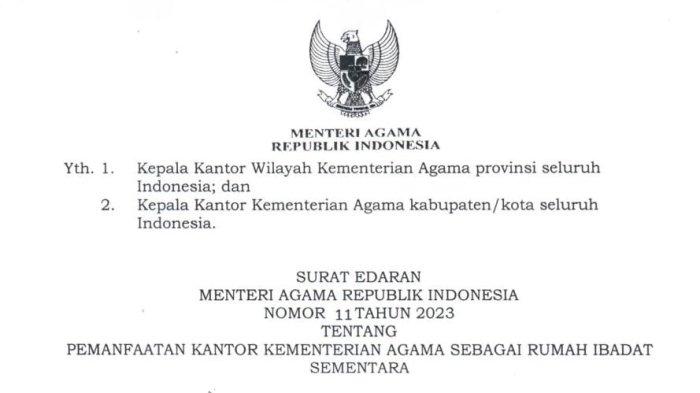 Kantor Kementerian Agama Jadi Rumah Ibadah Sementara Begini Ketentuannya Sesuai Surat Edaran ...