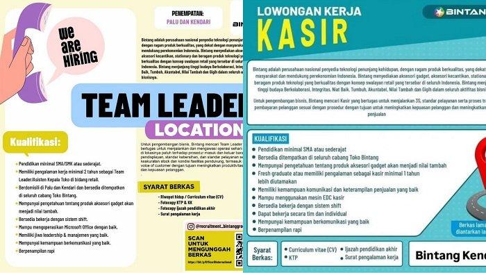 Lowongan Kerja Kendari Toko Bintang Buka Rekrutmen Team Leader dan ...